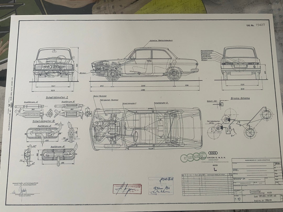 Audi B1 80 L 2 Door 1966 Construction Drawing ART Work Blueprint - Etsy
