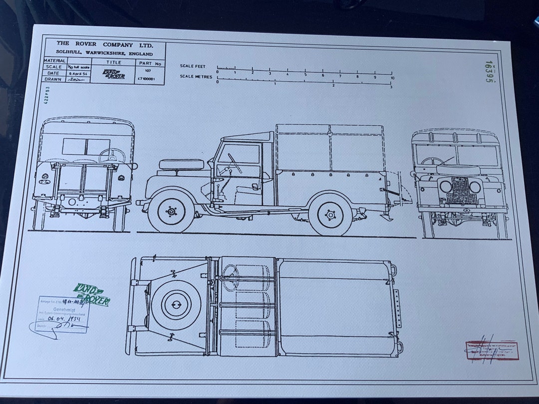 Land Rover Series 1 107 1954 Artwork Construction Drawing Blueprint - Etsy