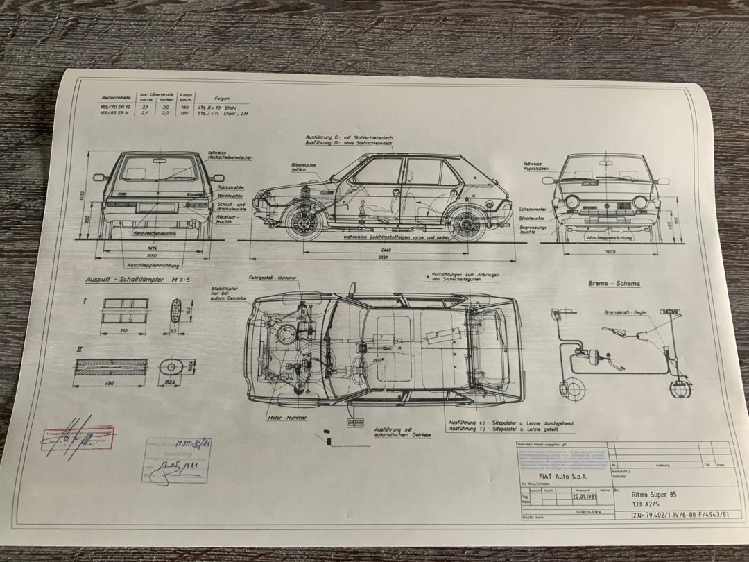 Fiat Ritmo Super 85 1981 Artwork Design Drawing - Etsy