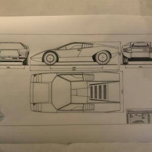Lamborghini Countach LP 500 1970 Construction Drawing ART Work - Etsy