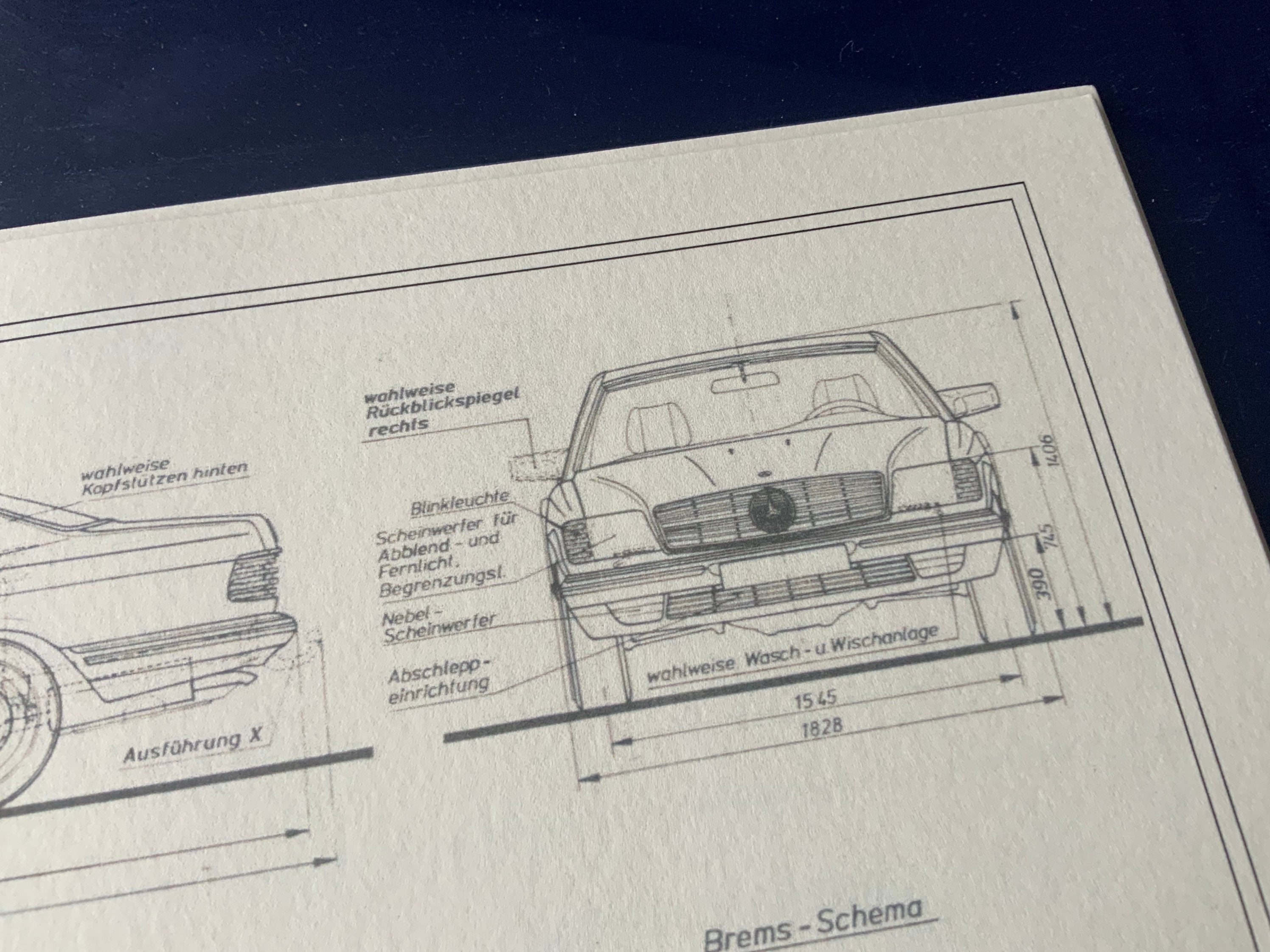 Mercedes W126 C Coupe 1981 construction drawing ART work