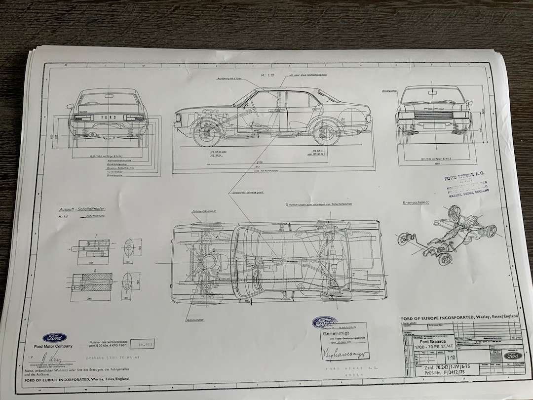 Ford Granada 1700 70PS 2-4 Door 1975 Construction Drawing ART Work ...