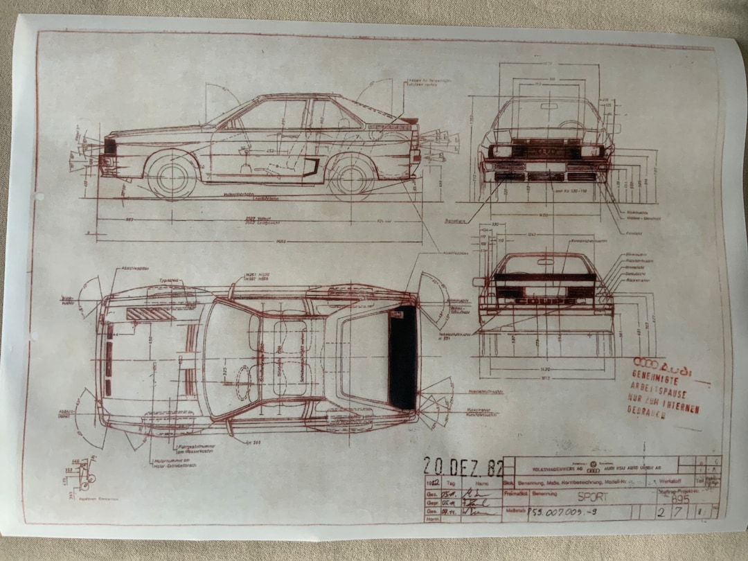 Audi Sport Coupe S2 1982 Construction Drawing ART Work Blueprint - Etsy ...