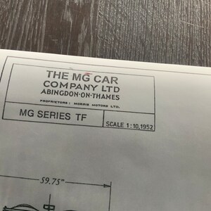 MG TF 1952 Construction Drawing ART Work Blueprint - Etsy