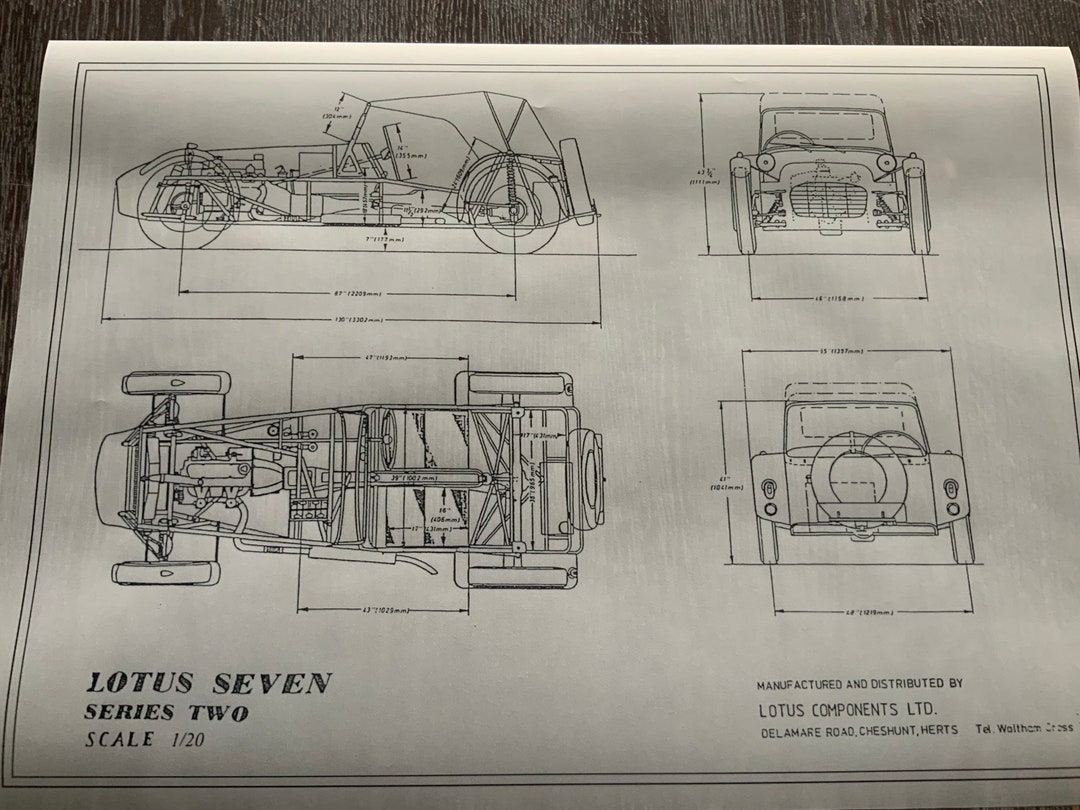 Lotus Seven Series Two Construction Drawing ART Work Blueprint - Etsy