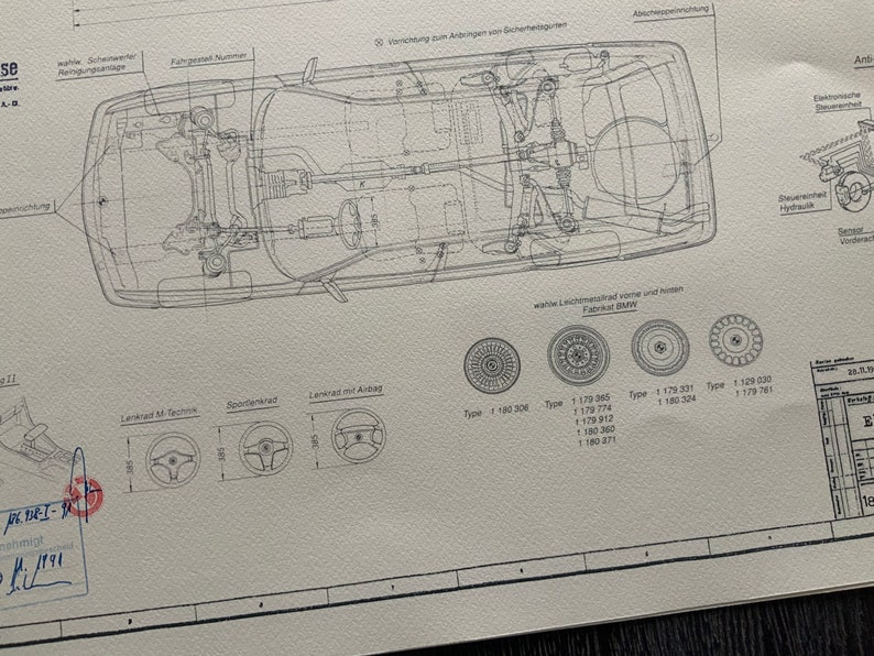 BMW E34 Touring 1992 Design Drawing ART Work Blueprint - Etsy