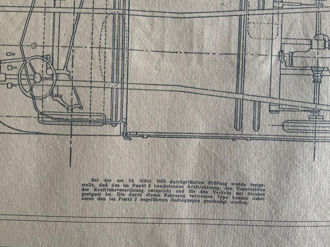 Kombi T1 Type 26 AM70 1955 Flatbed VW Construction Drawing ART Work ...
