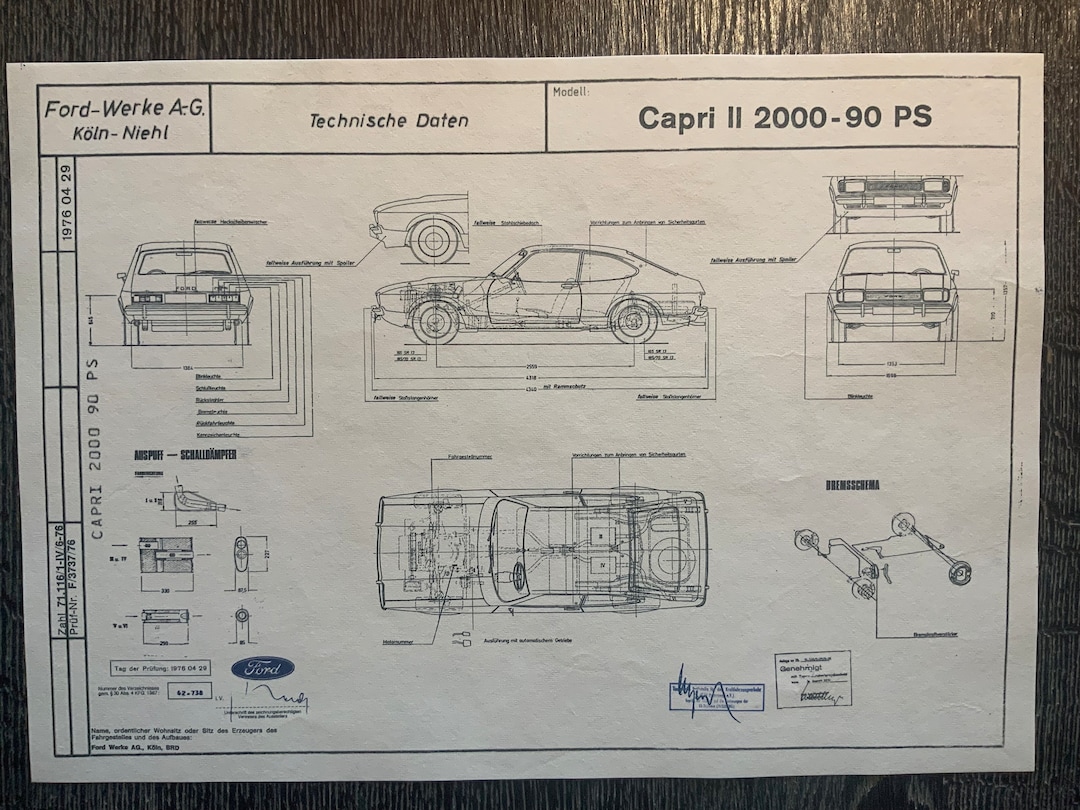 Ford Capri II 2000 1976 Design Drawing Artwork - Etsy