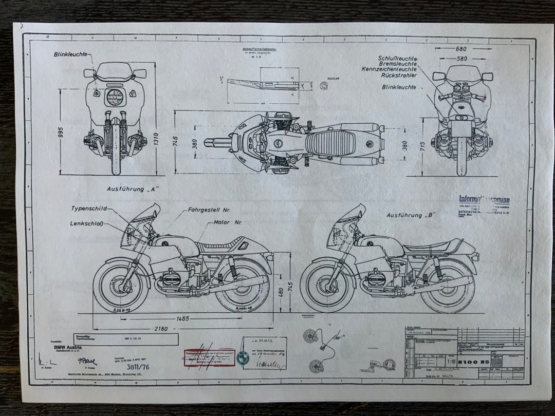 BMW R 100 RS From 1976 Design Drawing Artwork - Etsy