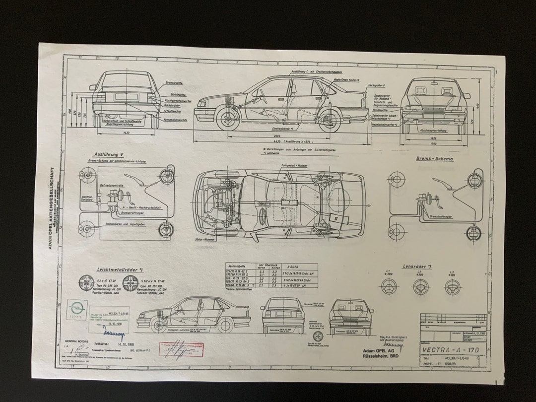 Vectra A 17D From 1988 Design Drawing ART Work Opel - Etsy