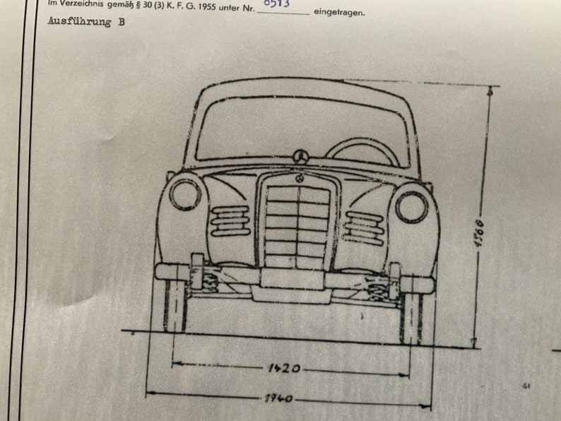 Mercedes W120 180D Ponton 1955 (180D 43 Hp) Construction Drawing ART ...