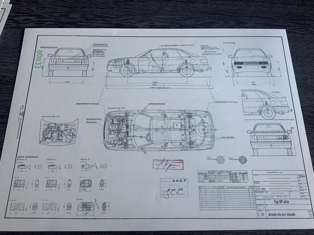 Audi 80 B3 Type 89 All Also Quattro From 1986 Construction Drawing ART ...