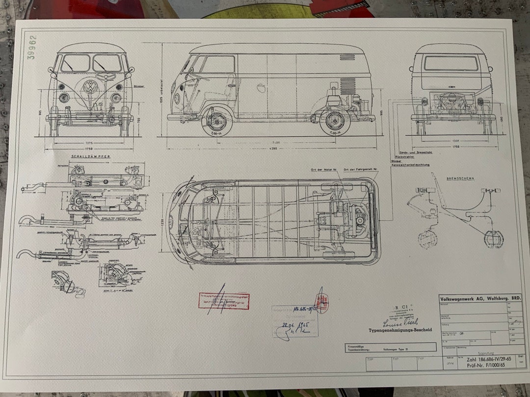 T1 Transporter Type 21 Construction Drawing ART Work Blueprint - Etsy
