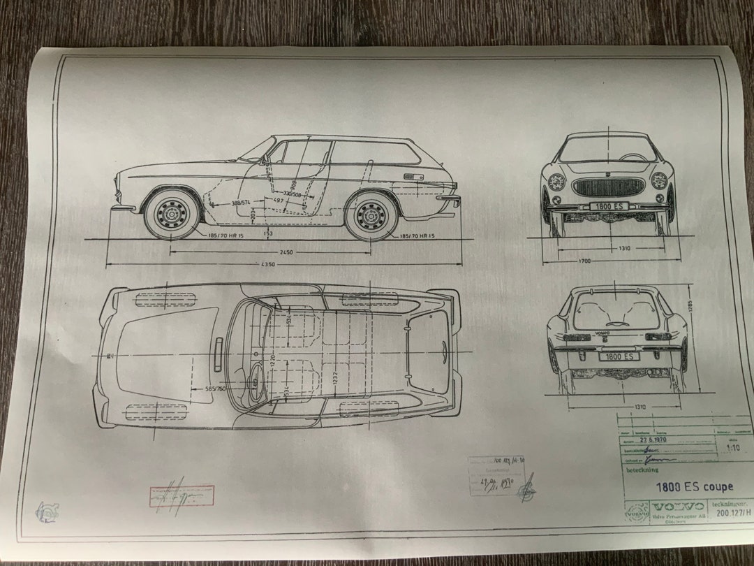 Volvo P1800 ES 1970 Construction Drawing ART Work Blueprint - Etsy