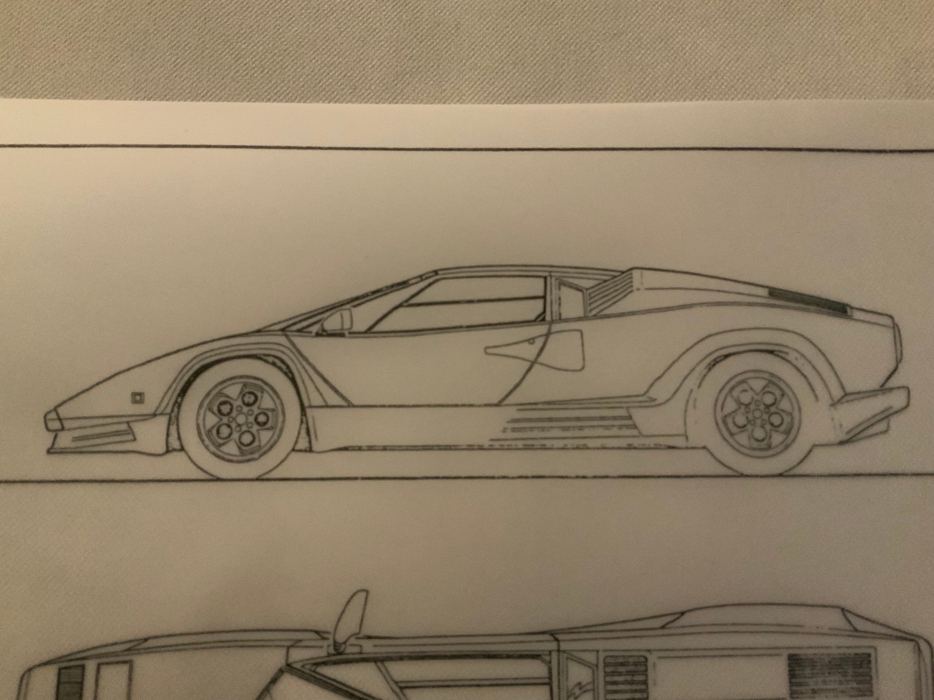 Lamborghini Countach LP 500S ( LP 5000S ) 1987 Construction Drawing ART ...
