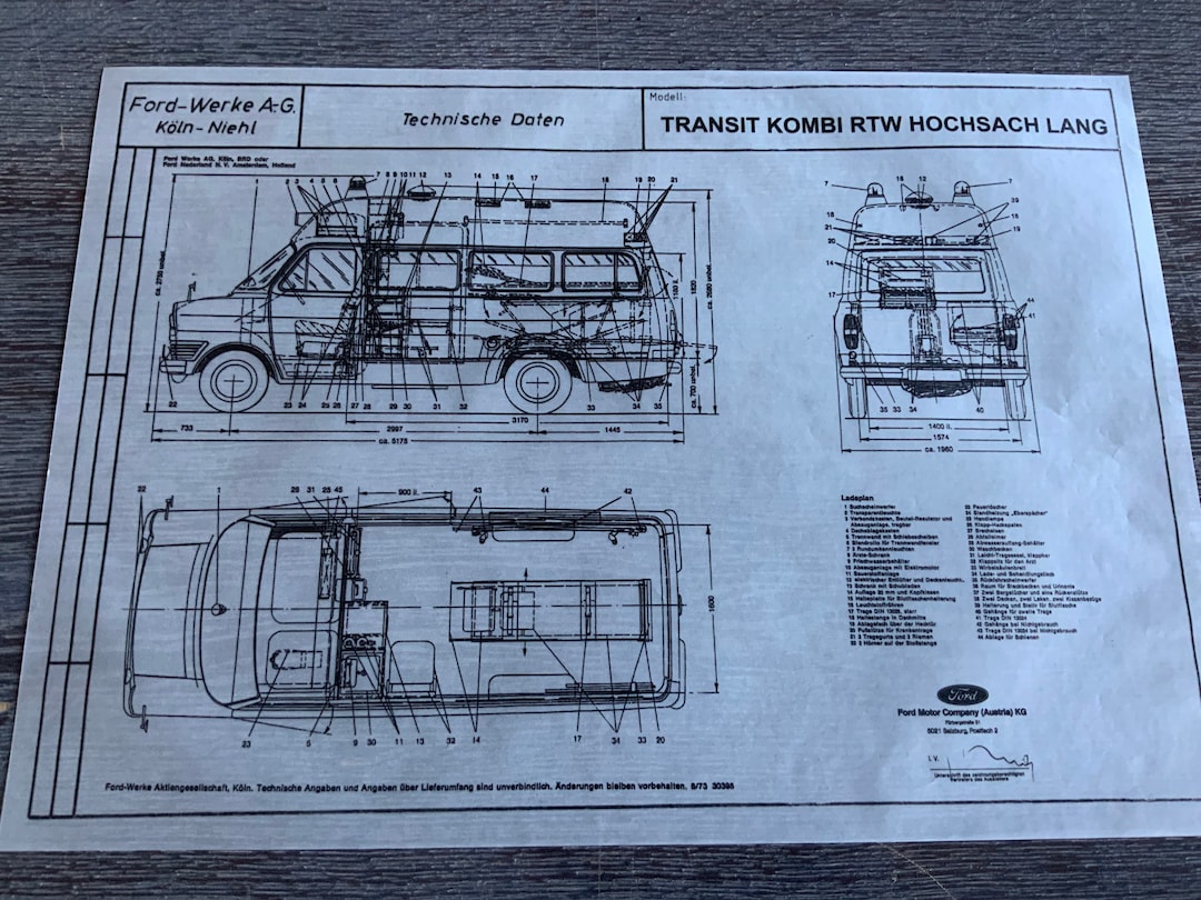 Ford Transit RTW High Roof Long Construction Drawing ART Work Blueprint ...
