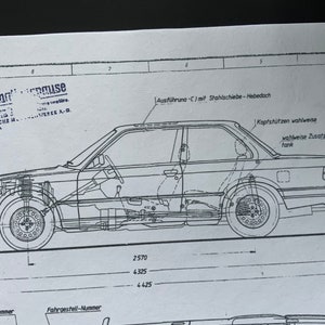 BMW E30 325i/16 2 Door From 1985 Construction Drawing Artwork - Etsy