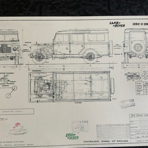 Land Rover Series III 1970 109" Artwork Construction Drawing Blueprint ...