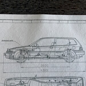 Honda Accord CA5 Aerodeck 1986 Construction Drawing ART Work Blueprint ...