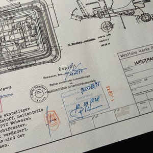 Westfalia T2 Bus 1975 Construction Drawing ART Work Blueprint - Etsy
