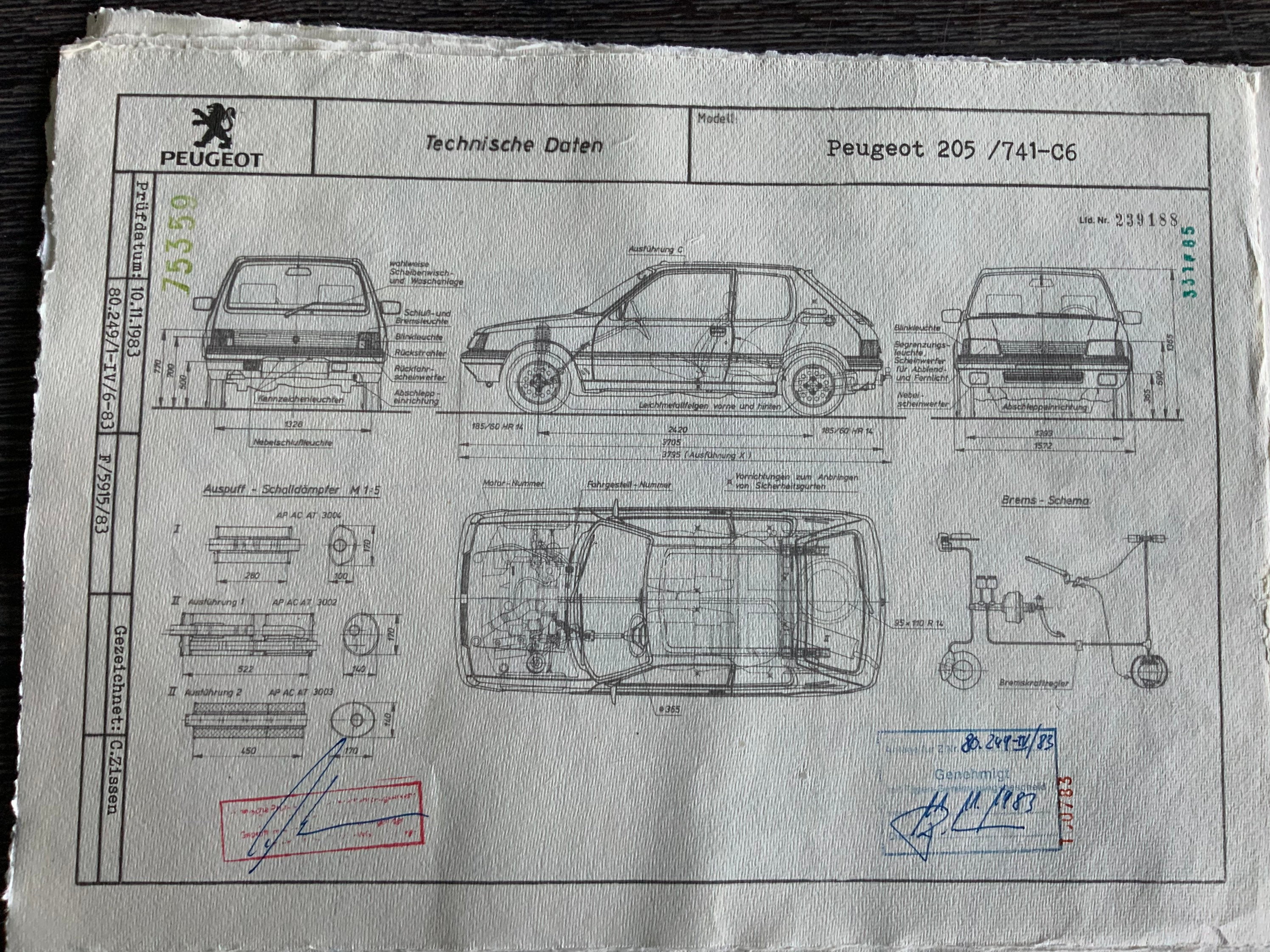 Dessin de construction oeuvre d'ART Peugeot 205 GT 1983 - Etsy France