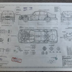 BMW E34 520i 1987 Construction Drawing Artwork - Etsy