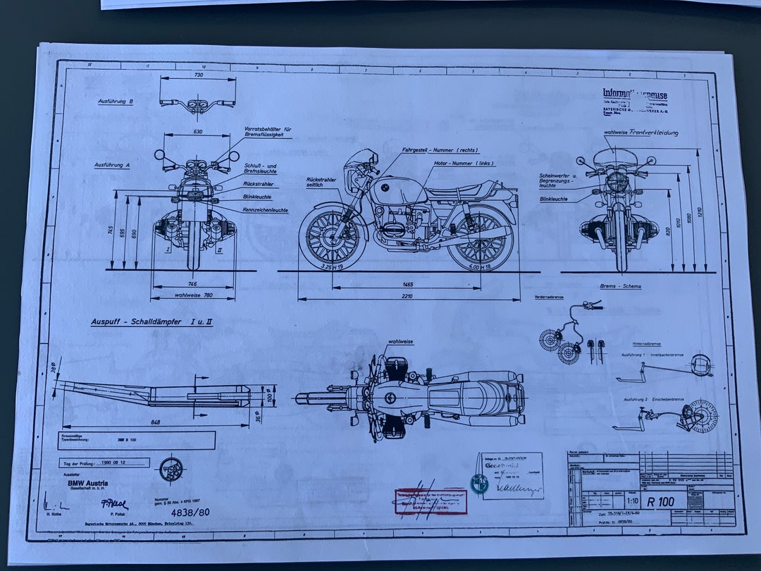 BMW R 100 From 1980 Design Drawing Artwork - Etsy