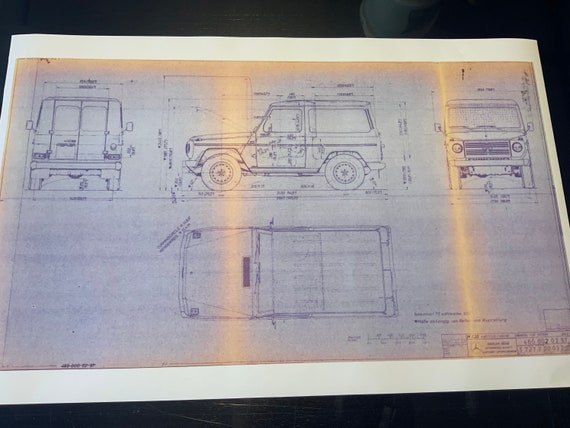 Mercedes G-class W460 Short Design Drawing ART Work Blueprint | Etsy