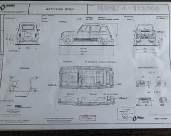 Renault R4 Drawing - Etsy
