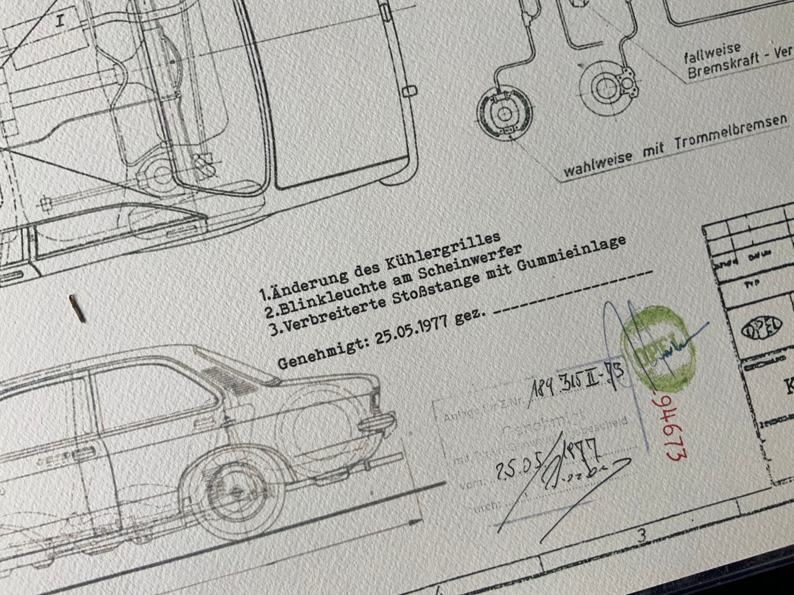 Opel Kadett C Sedan Construction Drawing ART Work Blueprint - Etsy