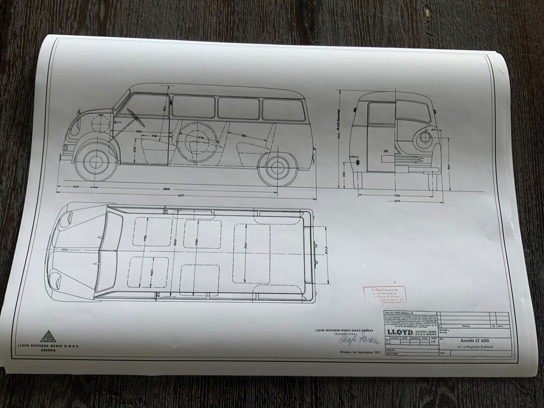 Lloyd LT 600 Long Wheelbase Construction Drawing ART Work Blueprint - Etsy
