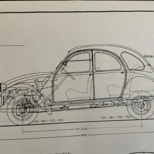 Citroen 2CV 4 1972 Construction Drawing ART Work Blueprint - Etsy