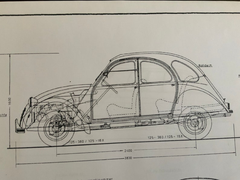 Citroen 2CV 4 1972 Konstruktionszeichnung ART Work Blaupause - Etsy
