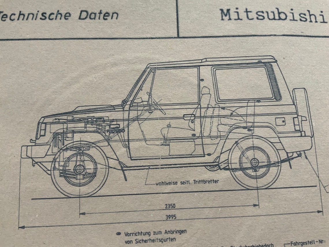 Mitsubishi Pajero LO 44 Hardtop From 1988 Construction Drawing ART Work ...