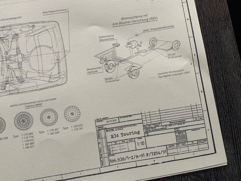 BMW E34 Touring 1992 Design Drawing ART Work Blueprint - Etsy