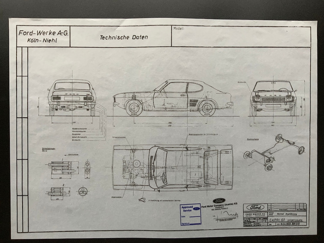 Ford Capri GT Sportcoupe 1970 Construction Drawing ART Work - Etsy