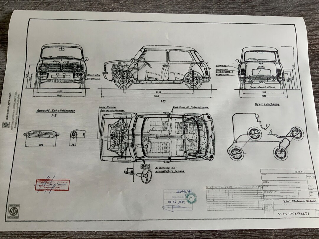 1974 Mini Clubman Saloon Construction Drawing Artwork - Etsy
