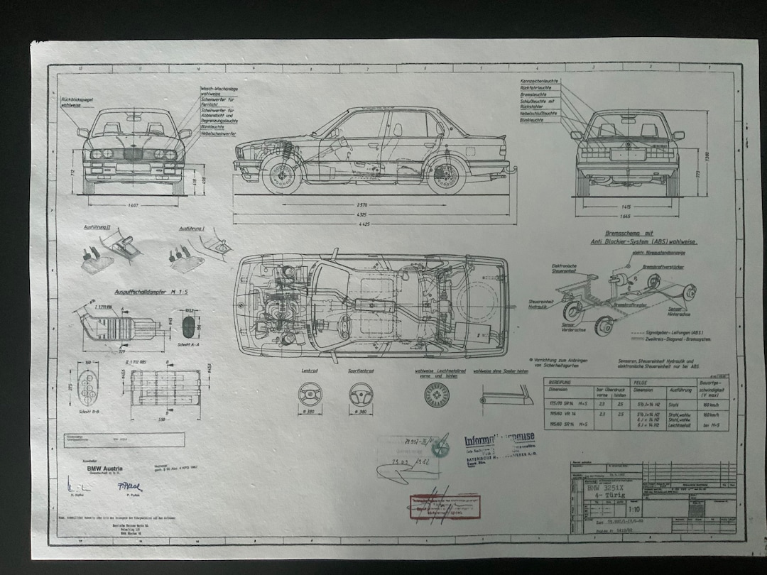 E30 BMW 325ix 4 Door 1982 Construction Drawing Artwork - Etsy