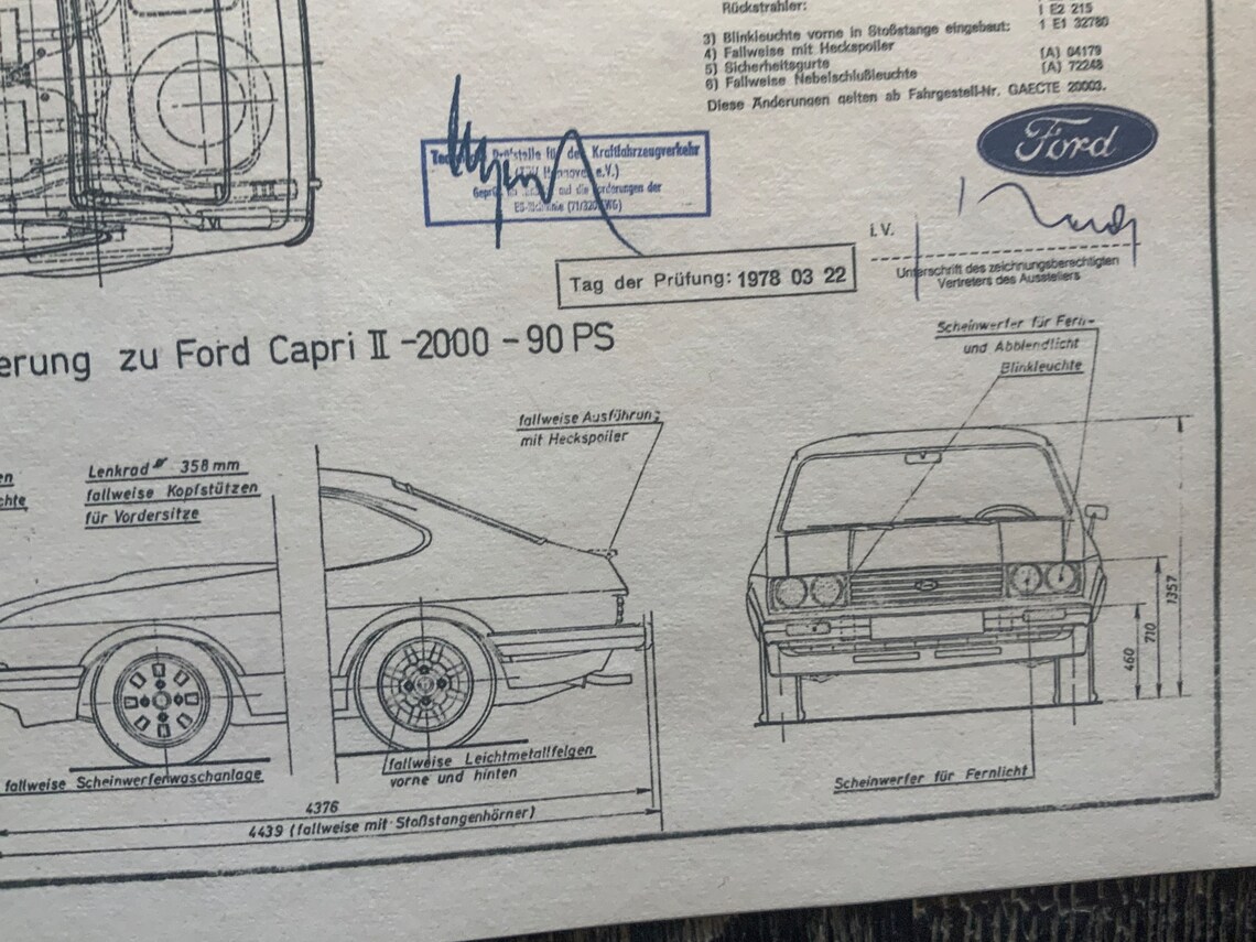 Ford Capri II 2000 1978 Facelift ( Capri III ) Construction Drawing ...