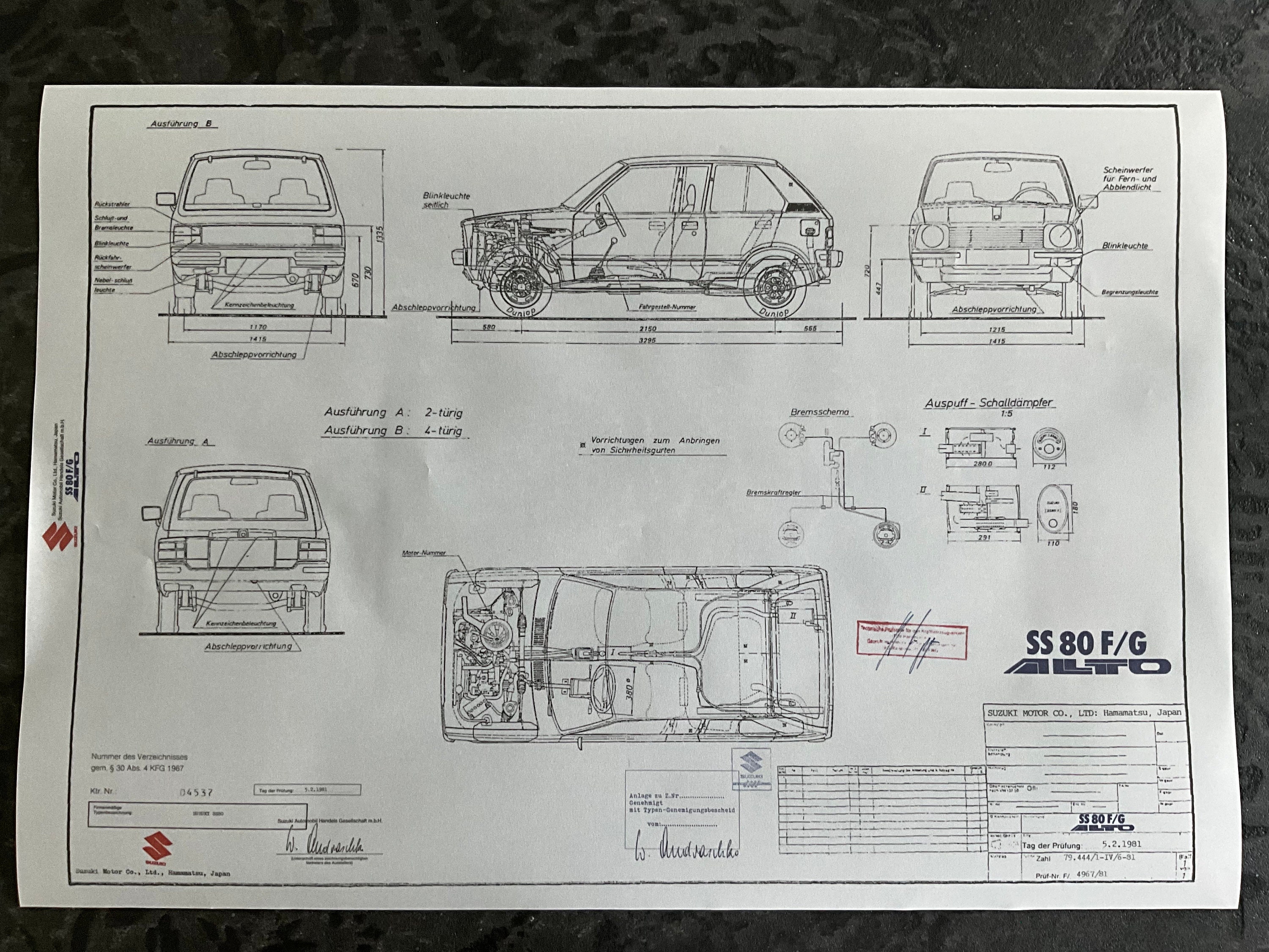 Suzuki Alto SS80 1981 Construction Drawing ART Work Blueprint - Etsy