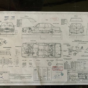 E30 BMW 325i Convertible With Hardtop 1986 Construction Drawing Artwork ...