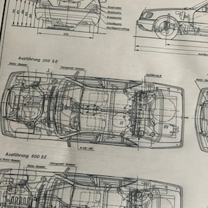 Mercedes W140 Sedan 1991 Design Drawing ART Work Blueprint - Etsy
