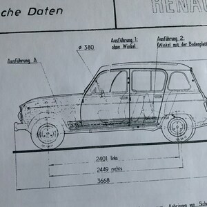 Renault R4 112800 GTL 1978 Construction Drawing ART Work Blueprint - Etsy