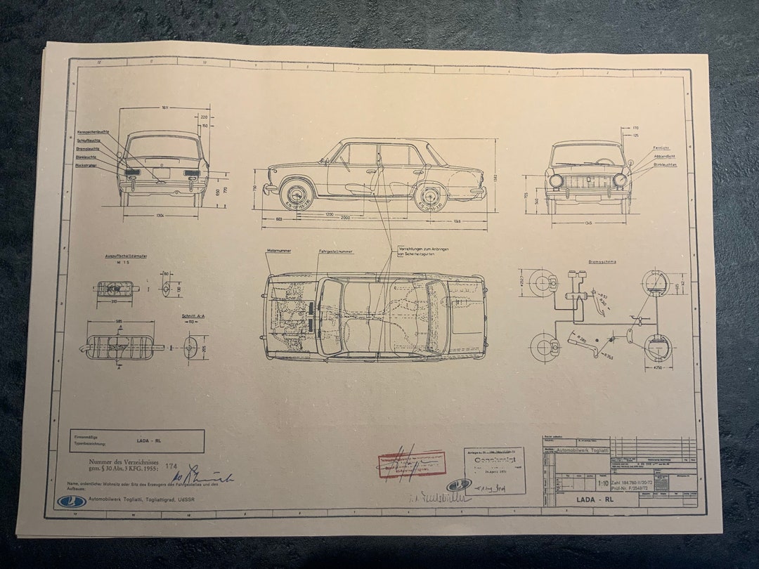 Lada RL 1972 Construction Drawing ART Work Blueprint - Etsy