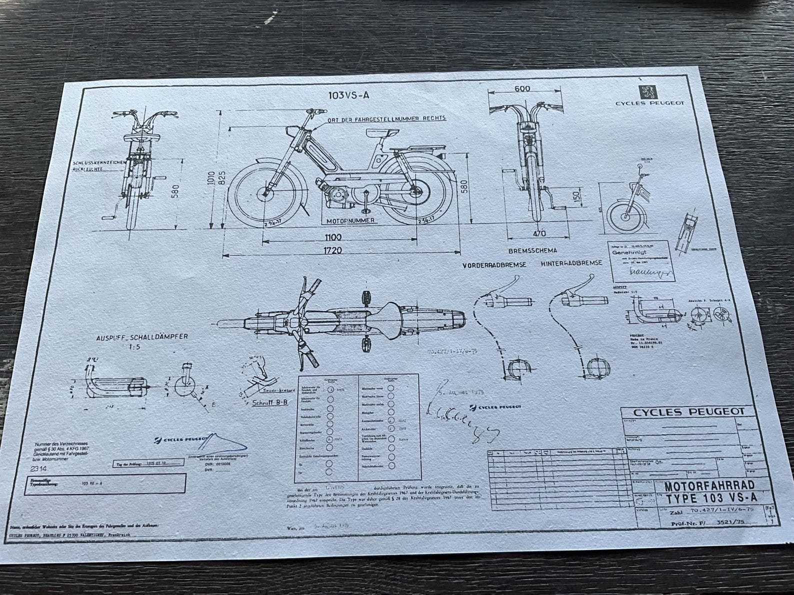 Cycles Peugeot 103 Motorbike Mofa 1975 Supplement 1983 Construction ...
