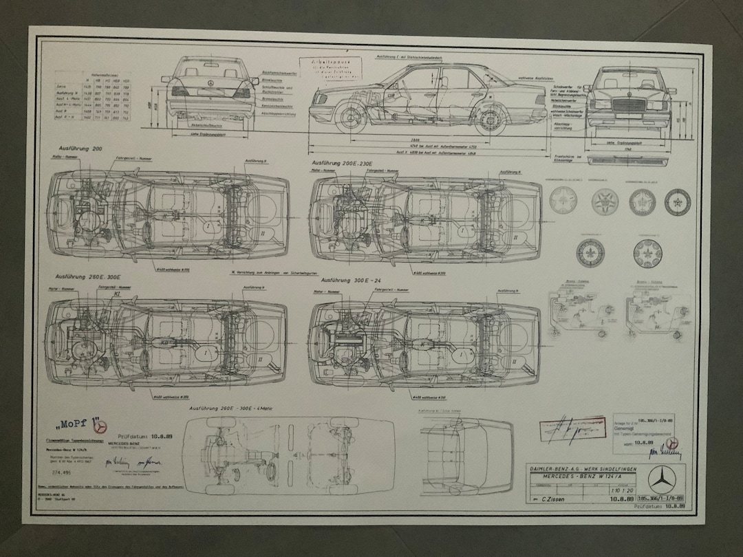 Mercedes W124 “mopf 1” NFL 1989 Limousine Design Drawing ART Work - Etsy