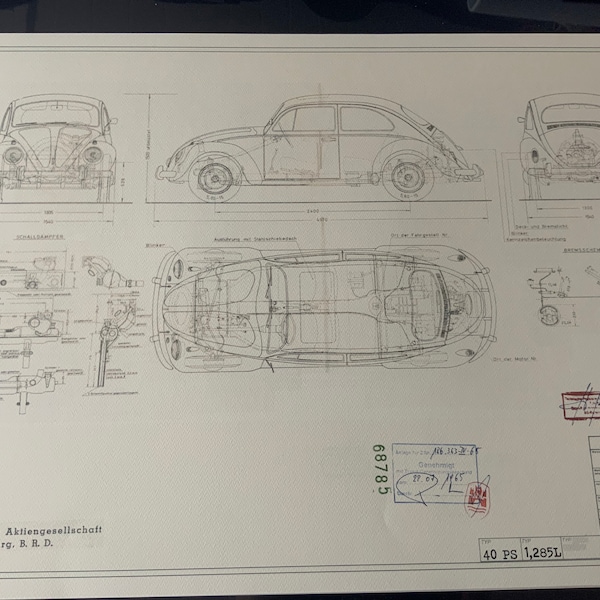 Vw Beetle Blueprint - Etsy