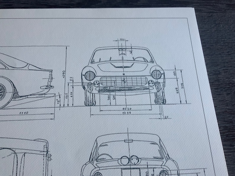 Ferrari 250 GT Berlinetta Lusso 1962 Construction Drawing ART - Etsy