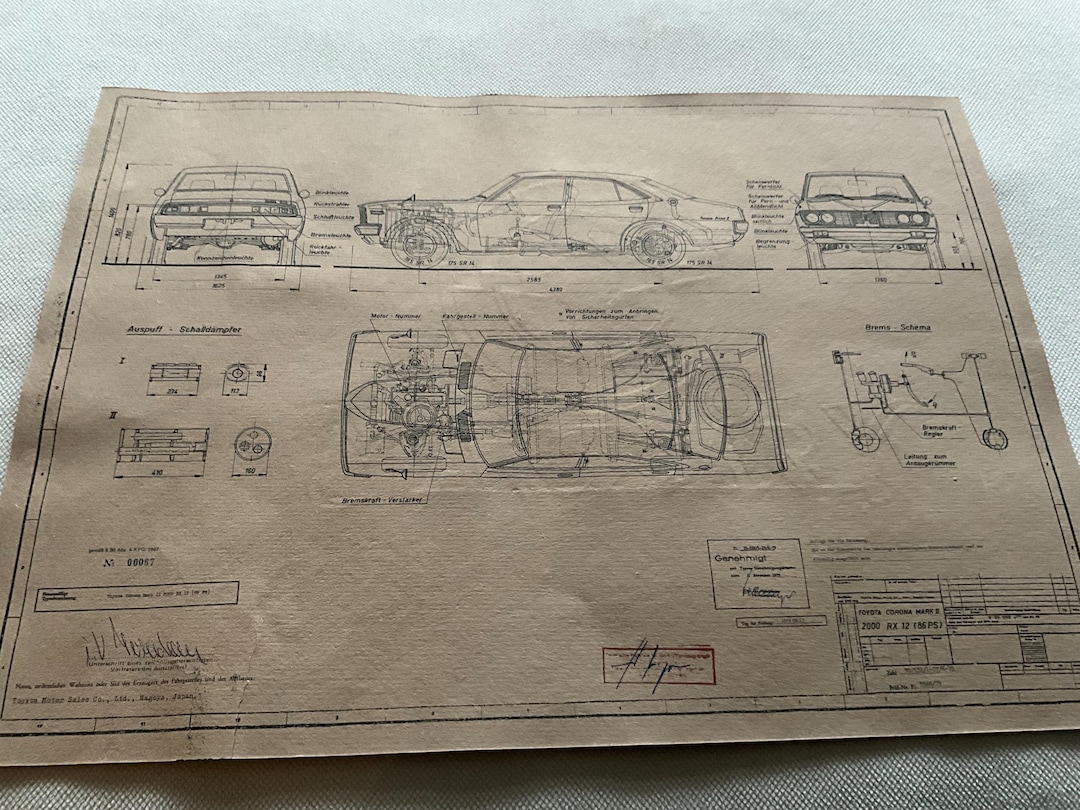 Toyota Corona Mark II 2000 1975 Design Drawing ART Work - Etsy