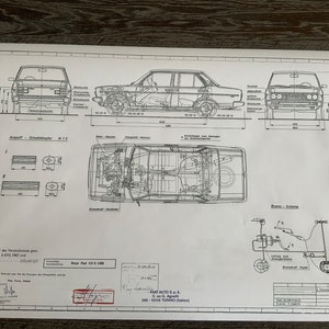 Fiat 131S 1300 1974 Construction Drawing ART Work - Etsy